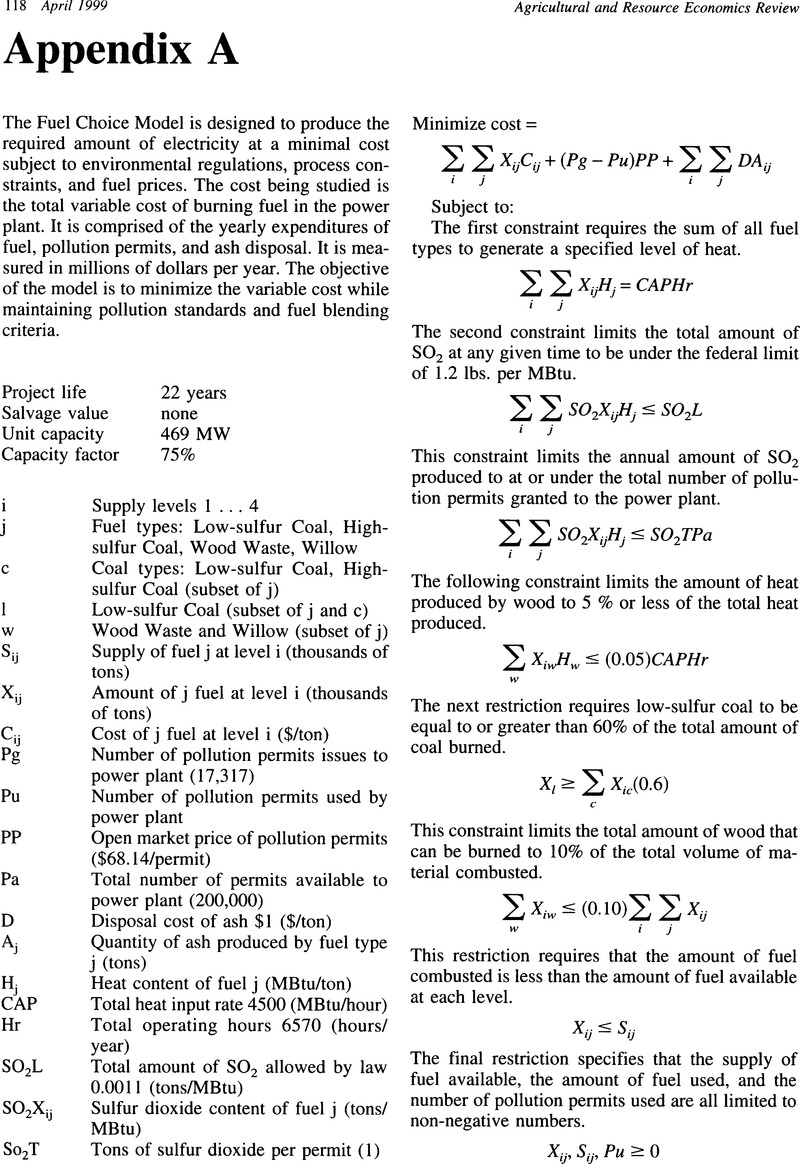 Appendix A | Agricultural and Resource Economics Review | Cambridge Core