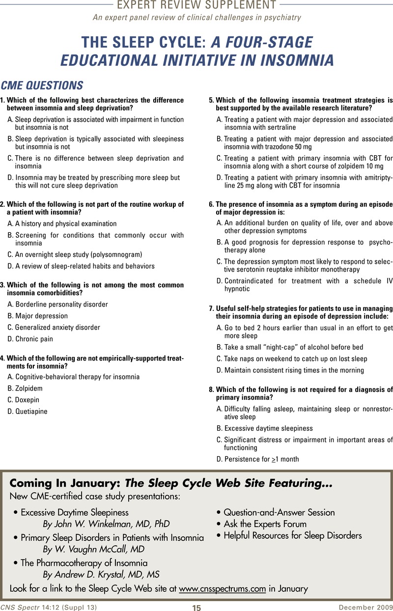 CME Questions | CNS Spectrums | Cambridge Core