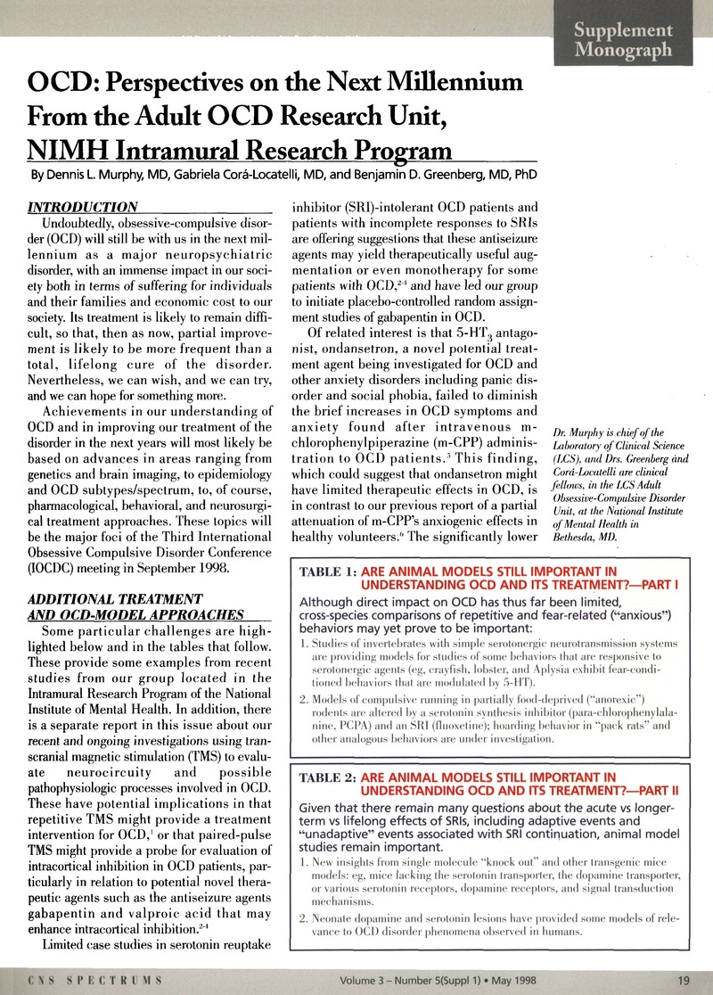 OCD: Perspectives on the Next Millennium From the Adult OCD Research ...