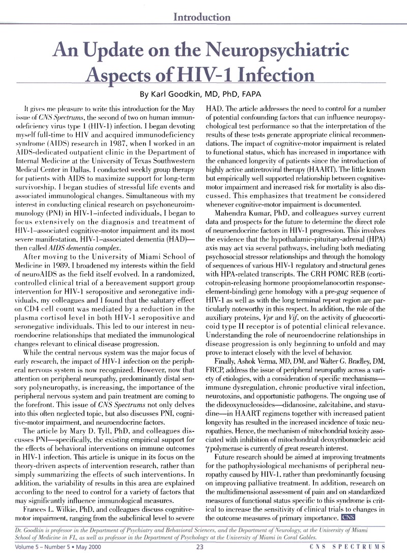 An Update on the Neuropsychiatric Aspects of HIV-1 Infection | CNS ...