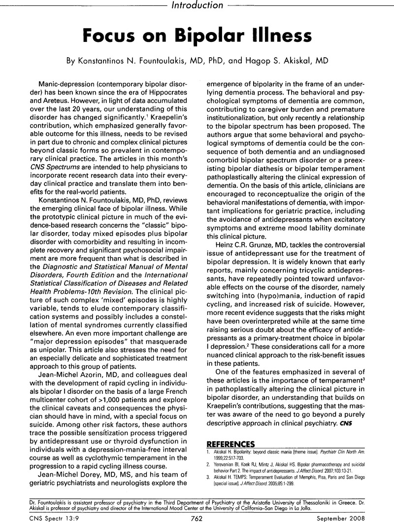 Focus on Bipolar Illness | CNS Spectrums | Cambridge Core