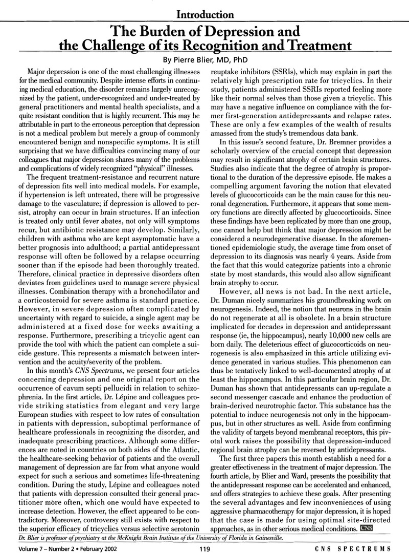 The Burden of Depression and the Challenge of its Recognition and ...