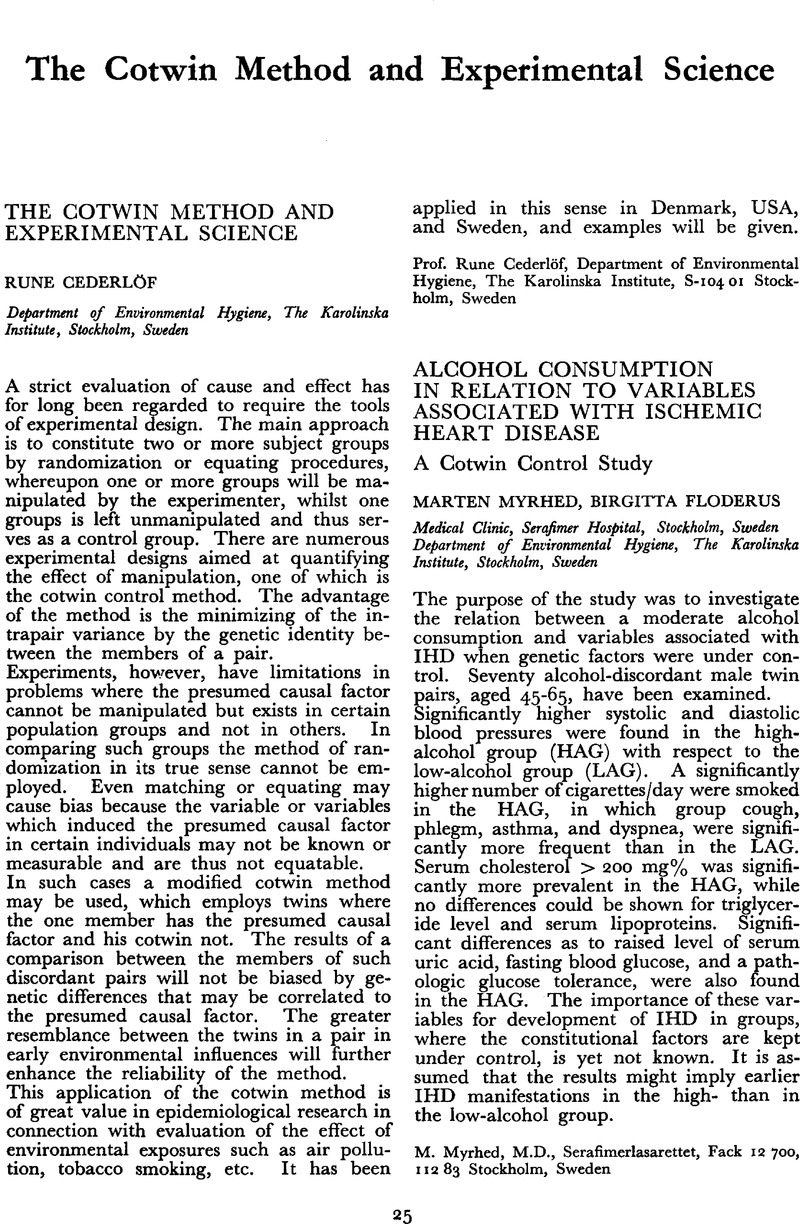 The Cotwin Method and Experimental Science | Acta geneticae medicae et ...