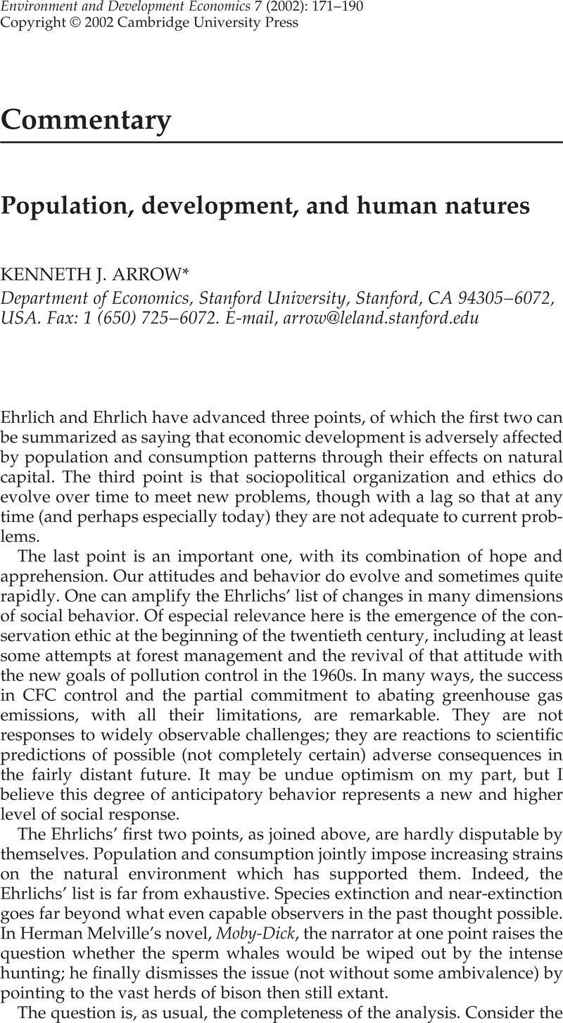 The evolution of norms within institutions: comments on Paul R. Ehrlich ...