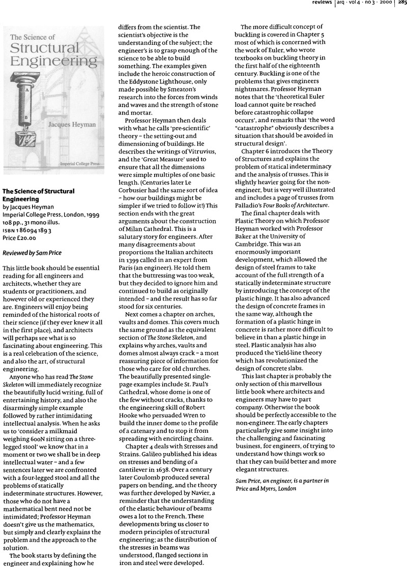 The Science of Structural Engineering by Jacques Heyman Imperial ...