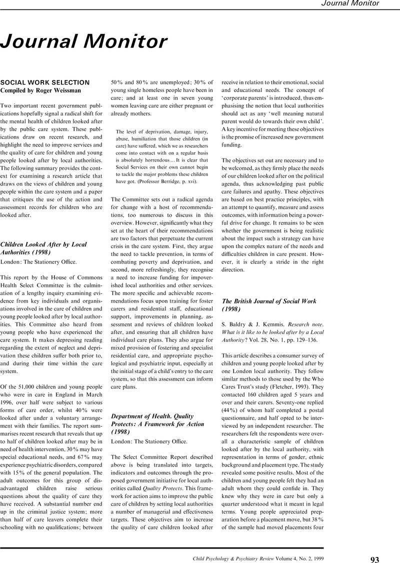 International Journal of Infant Observation and Its Applications (1997 ...