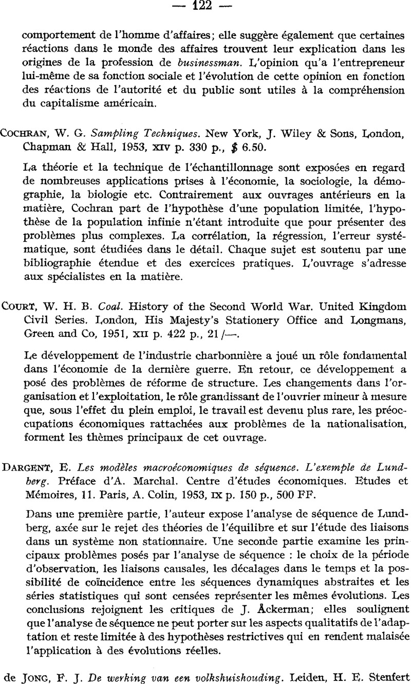 W. G. Cochran Sampling Techniques. New York, J. Wiley & Sons, London ...