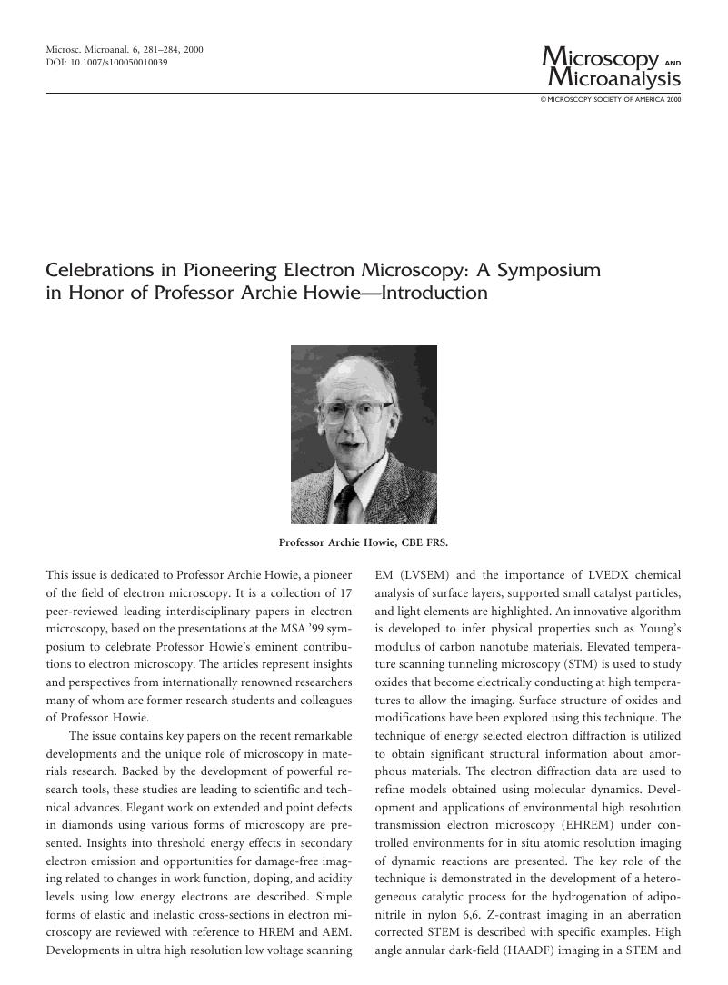 Celebrations in Pioneering Electron Microscopy: A Symposium in Honor of ...