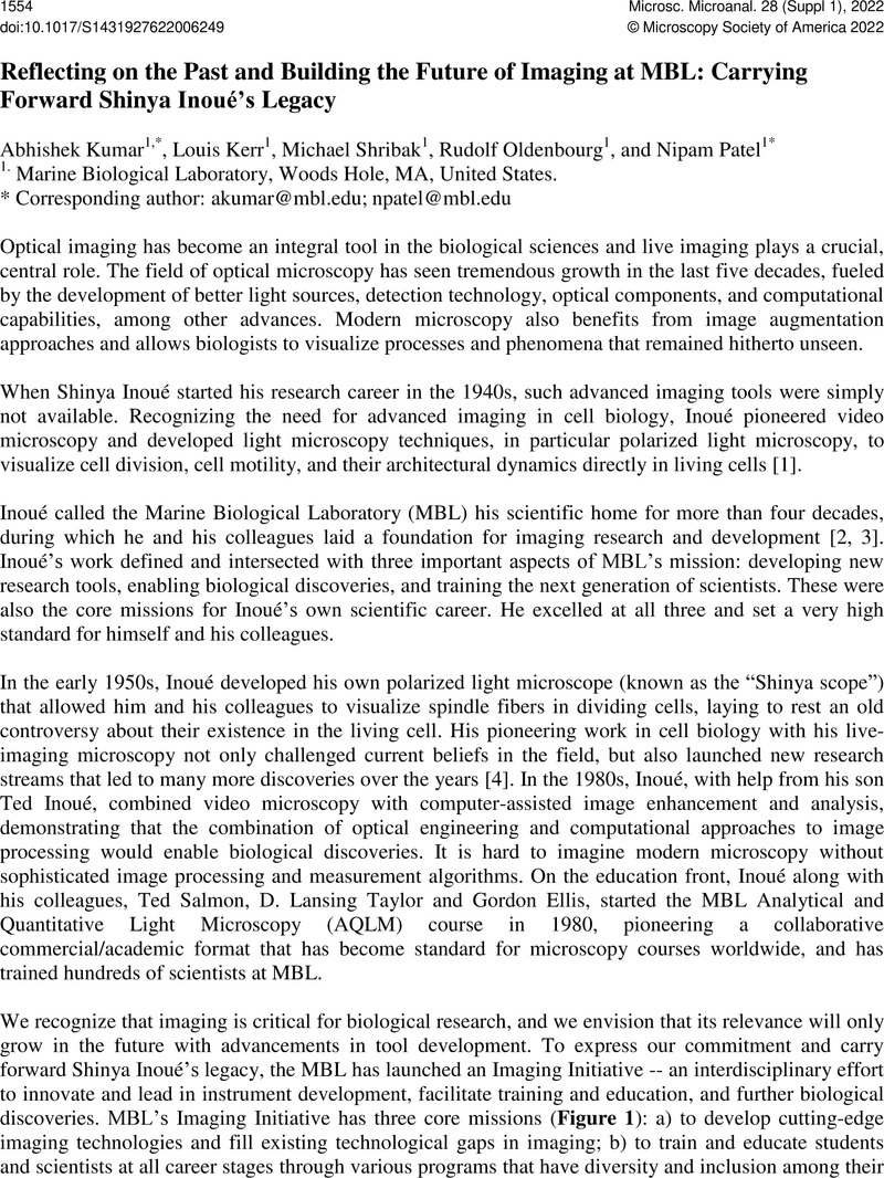 Reflecting on the Past and Building the Future of Imaging at MBL ...