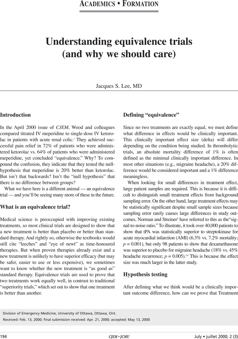 Understanding Equivalence Trials (and Why We Should Care) | Canadian ...