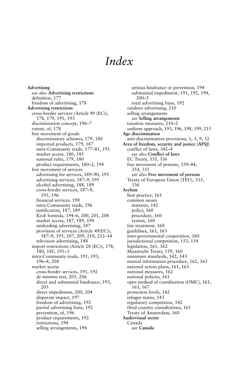Index | Cambridge Yearbook of European Legal Studies | Cambridge Core