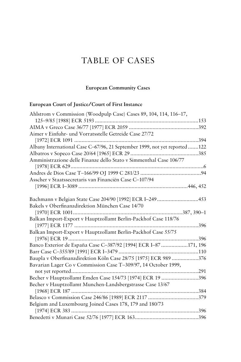 Table of Cases | Cambridge Yearbook of European Legal Studies ...