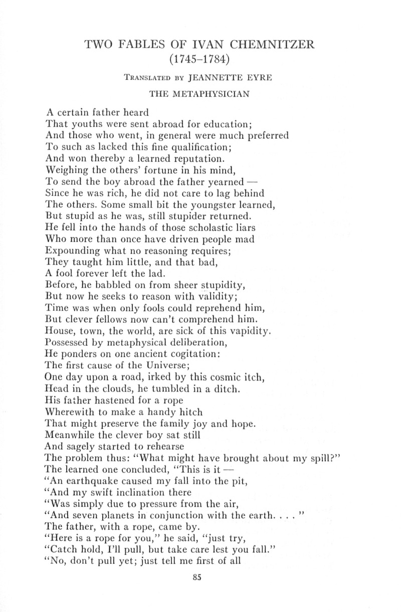 Two Fables of Ivan Chemnitzer (1745–1784) | Slavonic Yearbook American ...