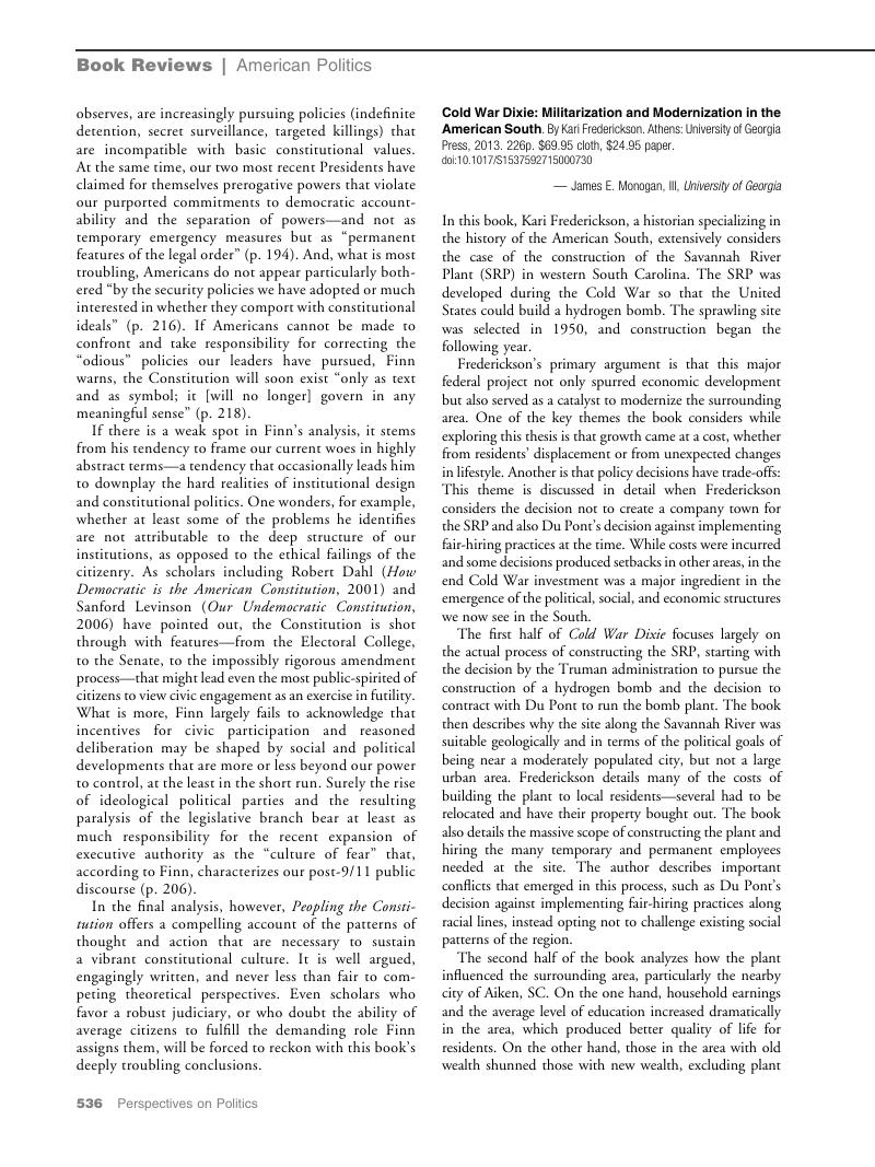 Cold War Dixie Militarization And Modernization In The American South By Kari Frederickson