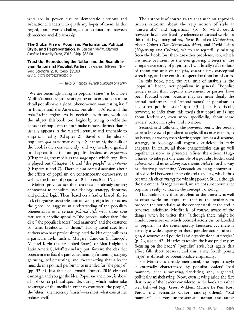 The Global Rise of Populism: Performance, Political Style, and ...