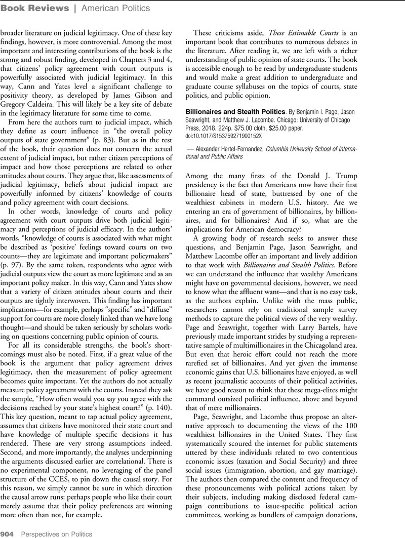 Billionaires and Stealth Politics. By Benjamin I. Page, Jason Seawright ...