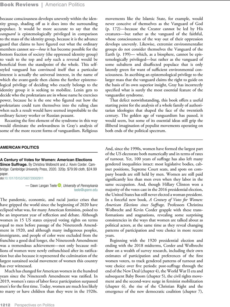 A Century of Votes for Women: American Elections Since Suffrage. By ...