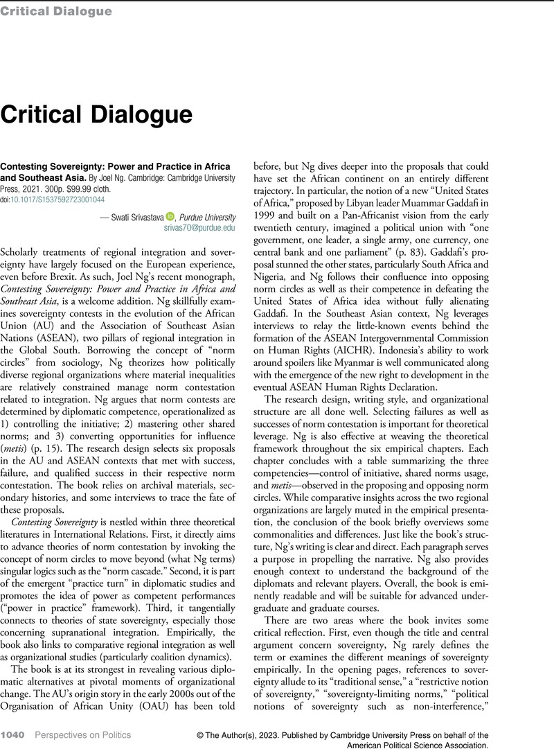 Contesting Sovereignty: Power and Practice in Africa and Southeast Asia ...