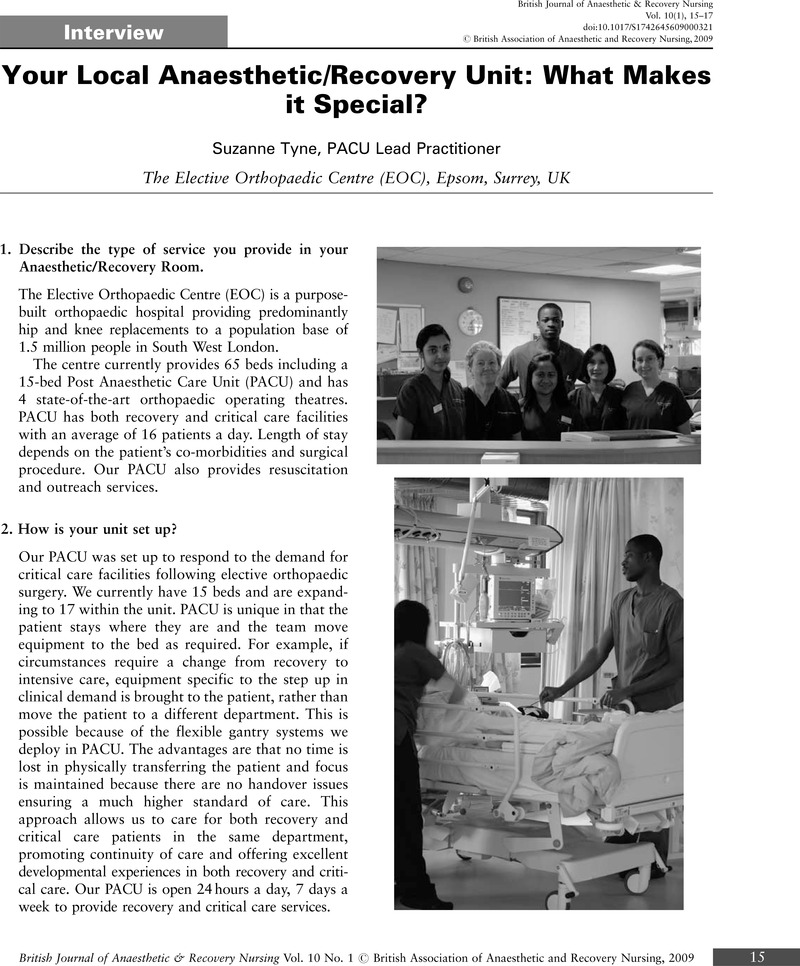 Your Local Anaesthetic/Recovery Unit: What Makes it Special? | British ...