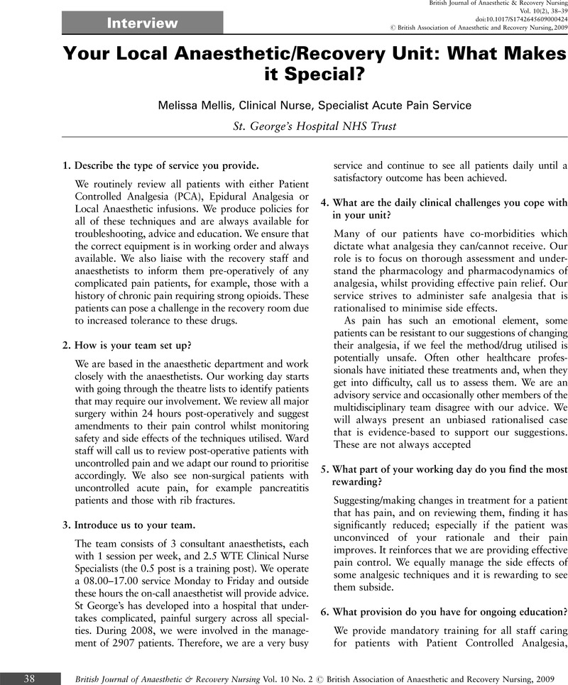 Your Local Anaesthetic/Recovery Unit: What Makes it Special? | British ...