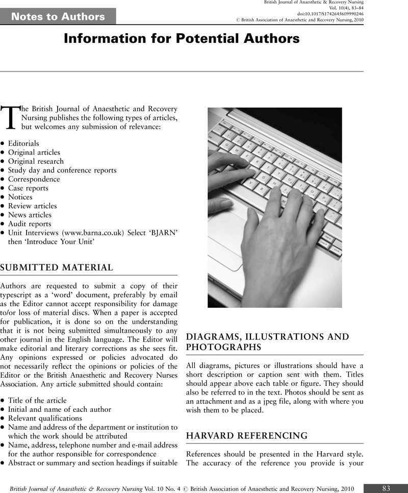 Information for Potential Authors | British Journal of Anaesthetic ...