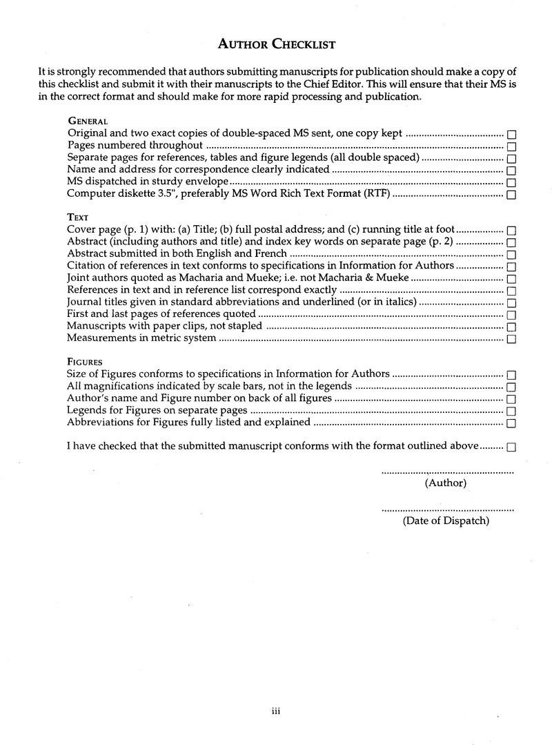 Author Checklist | International Journal of Tropical Insect Science ...