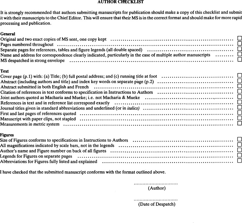Author Checklist | International Journal of Tropical Insect Science ...
