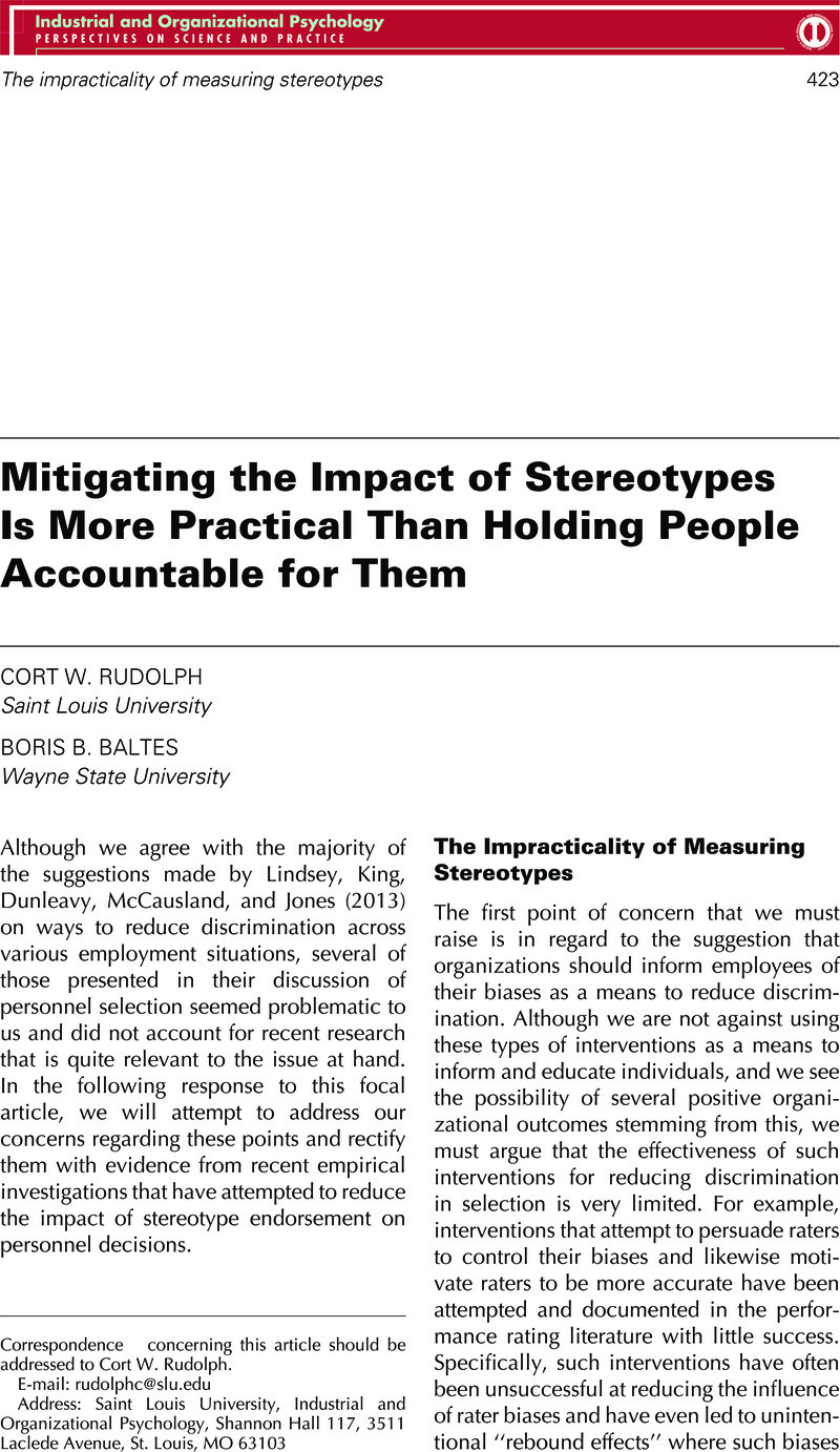 Mitigating the Impact of Stereotypes Is More Practical Than Holding ...