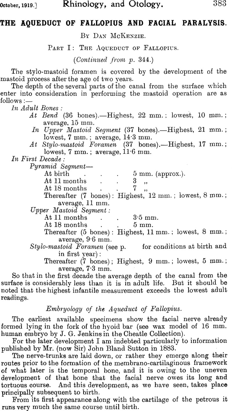 The Aqueduct of Fallopius and Facial Paralysis | The Journal of ...