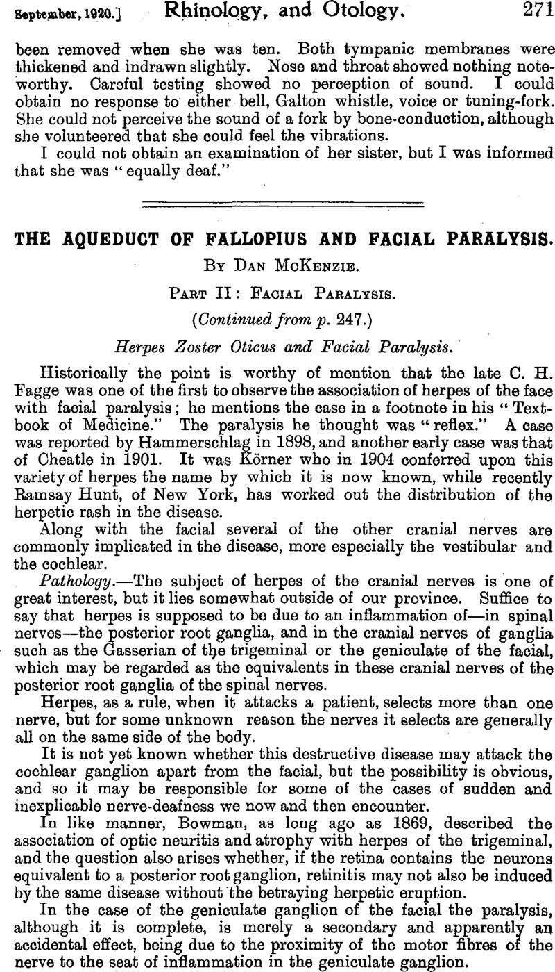 The Aqueduct of Fallopius and Facial Paralysis | The Journal of ...