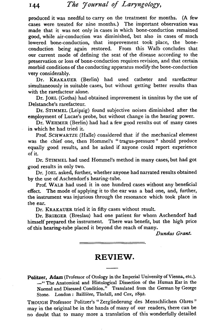Adam Politzer (Professor of Otology in the Imperial University of ...