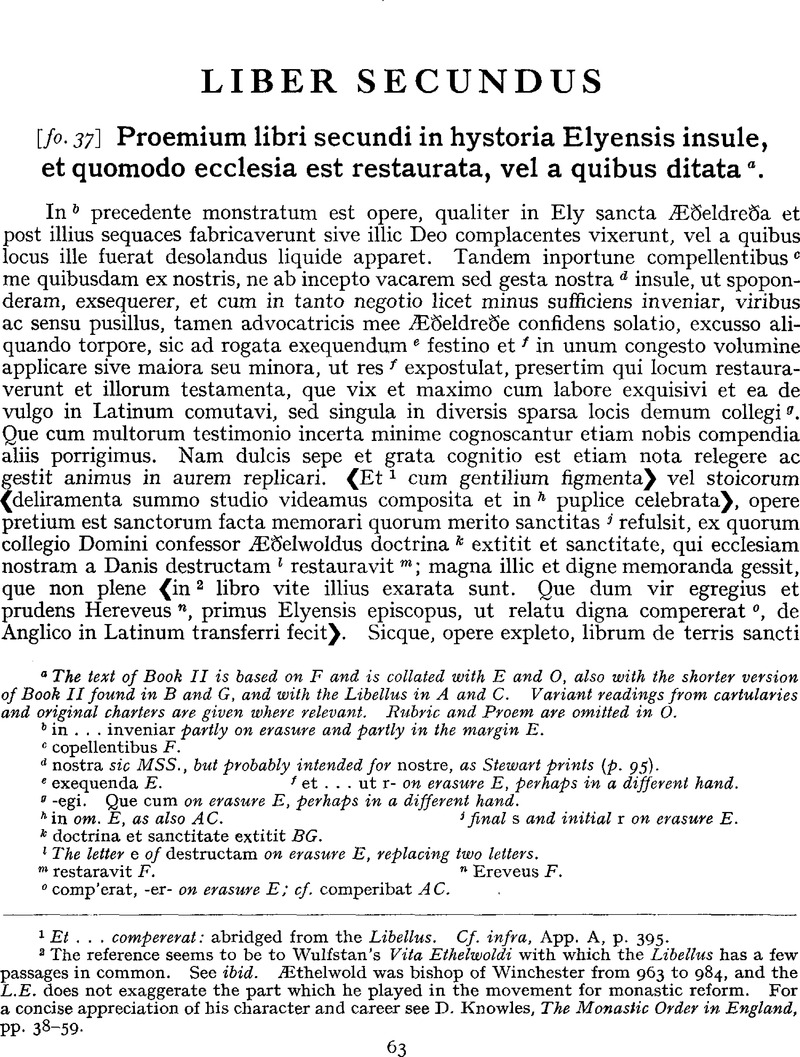 Liber Secundus | Camden Third Series | Cambridge Core