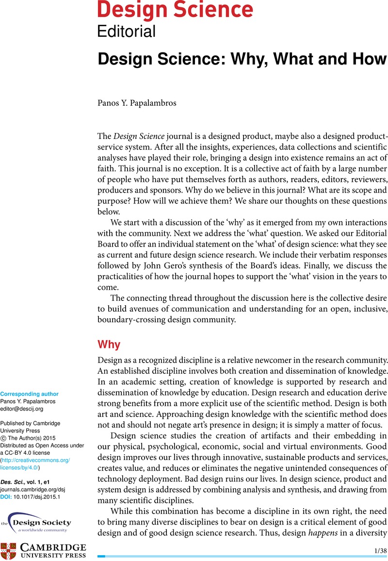 Design Science: Why, What and How | Design Science | Cambridge Core