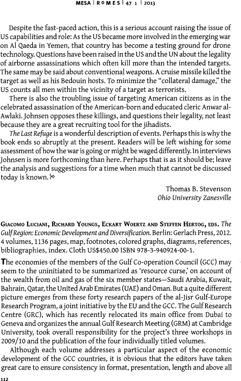 Giacomo Luciani, Richard Youngs, Eckart Woertz and Steffen Hertog, eds ...