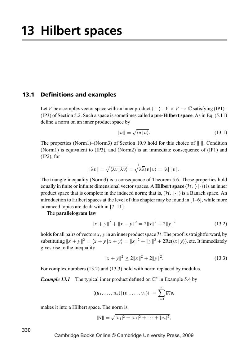 Hilbert Spaces Chapter 13 A Course In Modern Mathematical Physics
