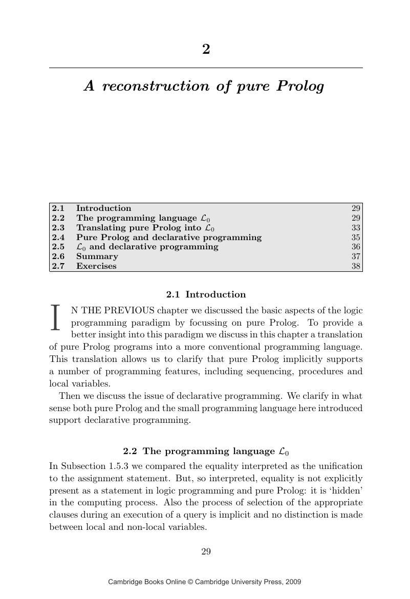 A Reconstruction Of Pure Prolog Chapter 2 Constraint Logic Programming Using Eclipse