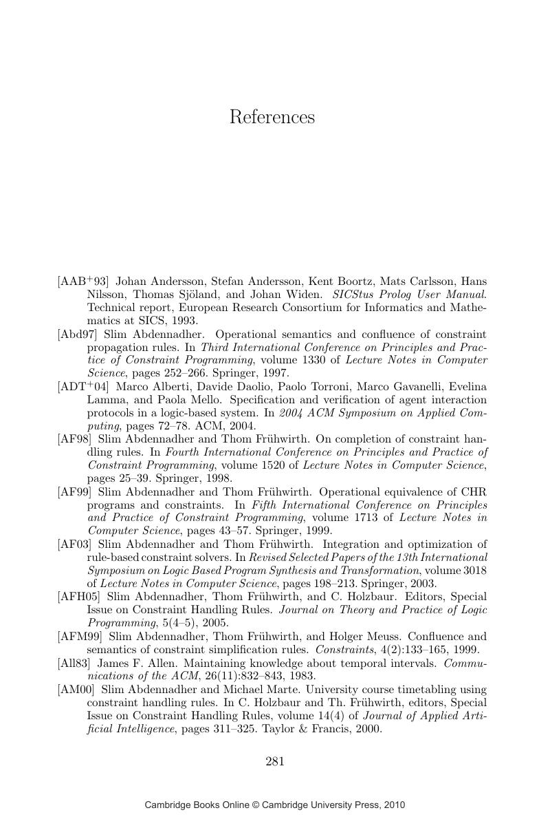 References Constraint Handling Rules