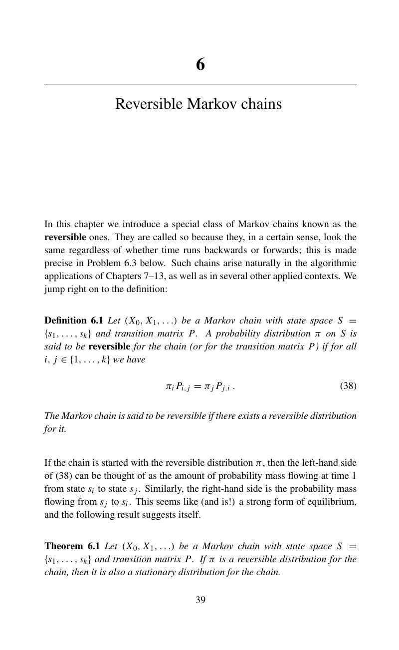 Reversible Markov Chains Chapter 6 Finite Markov Chains And Algorithmic Applications
