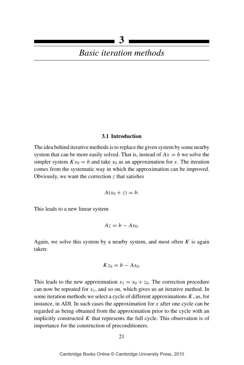 Basic iteration methods (Chapter 3) - Iterative Krylov Methods for ... Basic iteration methods (Chapter 3) - Iterative Krylov Methods for ...