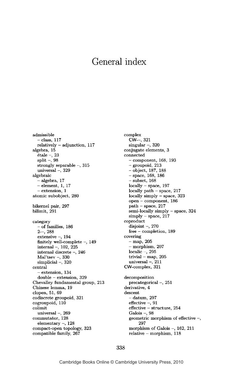 General index - Galois Theories