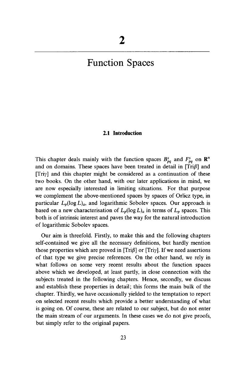Function Spaces Chapter 2 Function Spaces Entropy Numbers Differential Operators