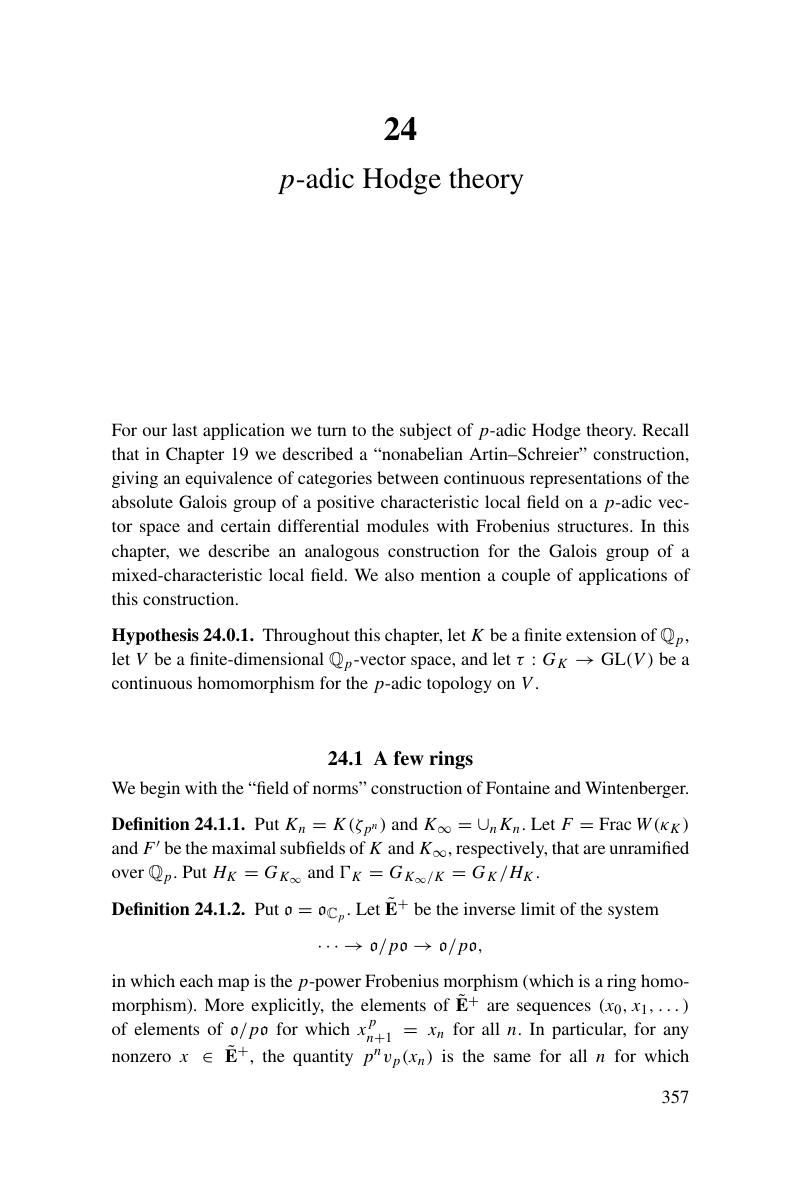 P Adic Hodge Theory Chapter 24 P Adic Differential Equations
