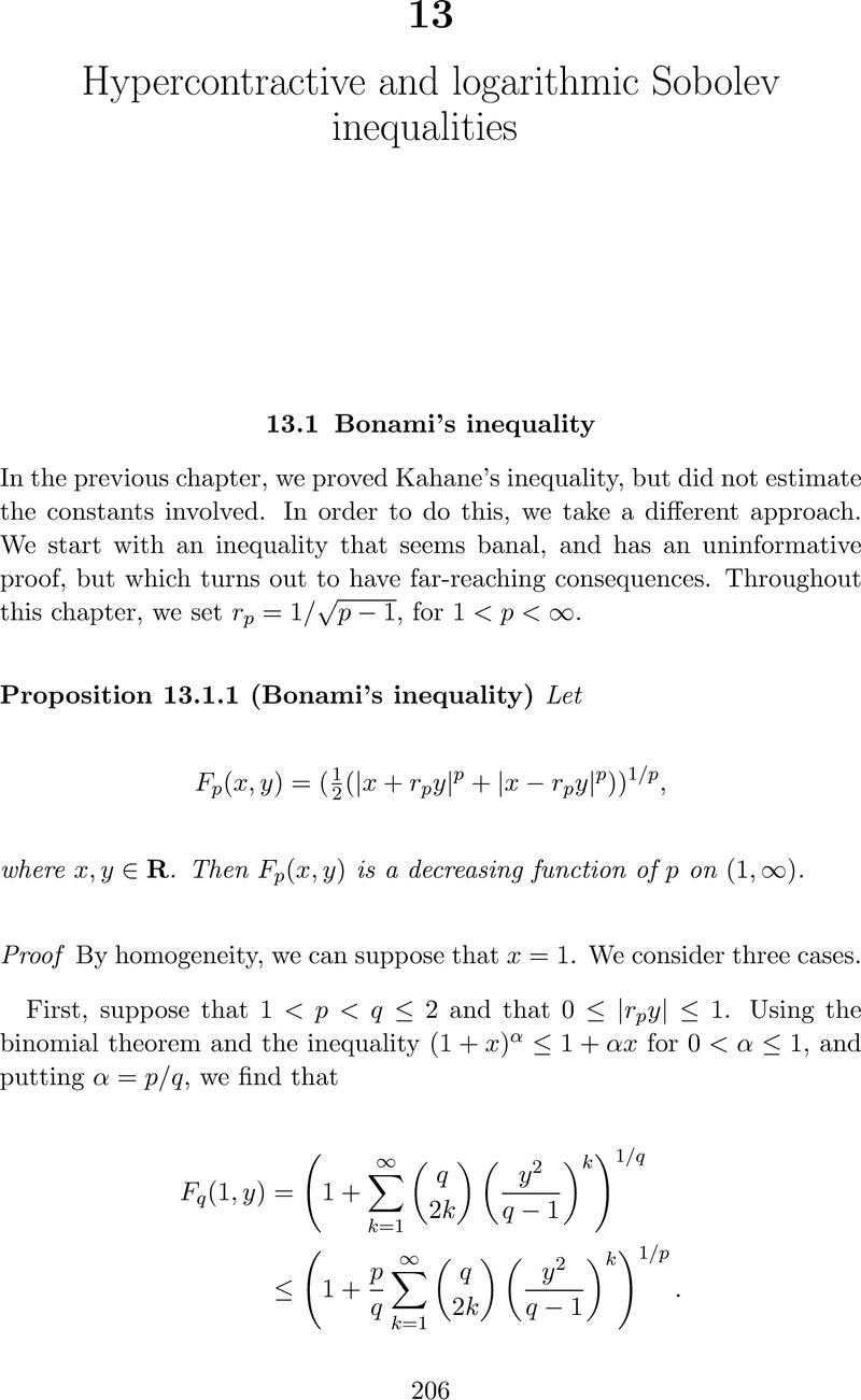 Hypercontractive and logarithmic Sobolev inequalities (Chapter 13 ... Hypercontractive and logarithmic Sobolev inequalities (Chapter 13 ...