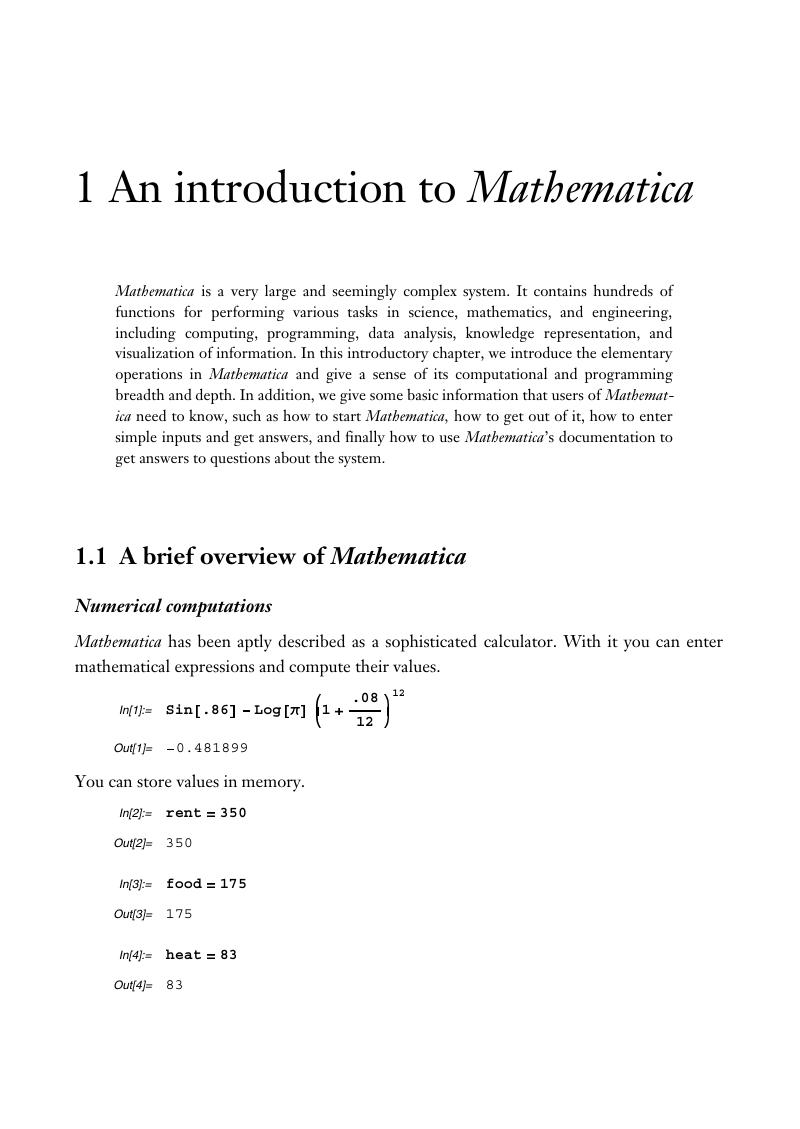 An introduction to Mathematica (Chapter 1) - An Introduction to ... An introduction to Mathematica (Chapter 1) - An Introduction to ...