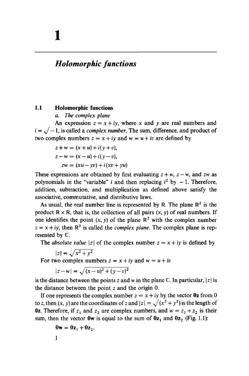 Holomorphic Functions Chapter 1 Complex Analysis