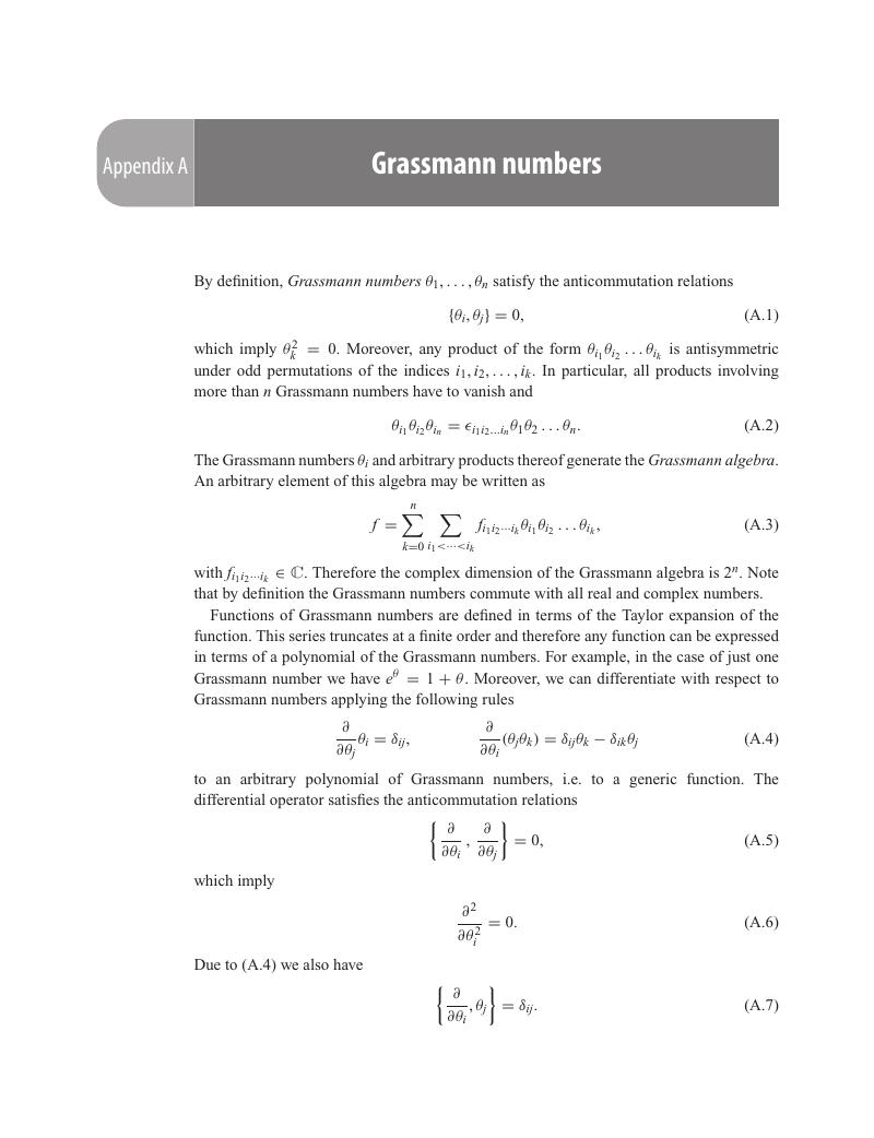 Grassmann Numbers Appendix A Gaugegravity Duality