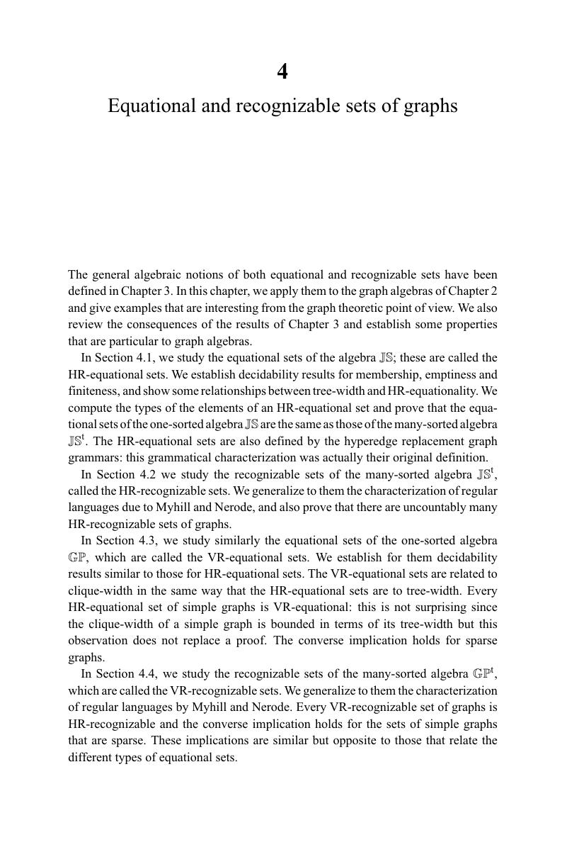 Equational And Recognizable Sets Of Graphs Chapter 4 Graph Structure And Monadic Second