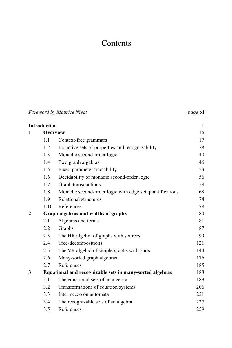 Contents Graph Structure And Monadic Second Order Logic