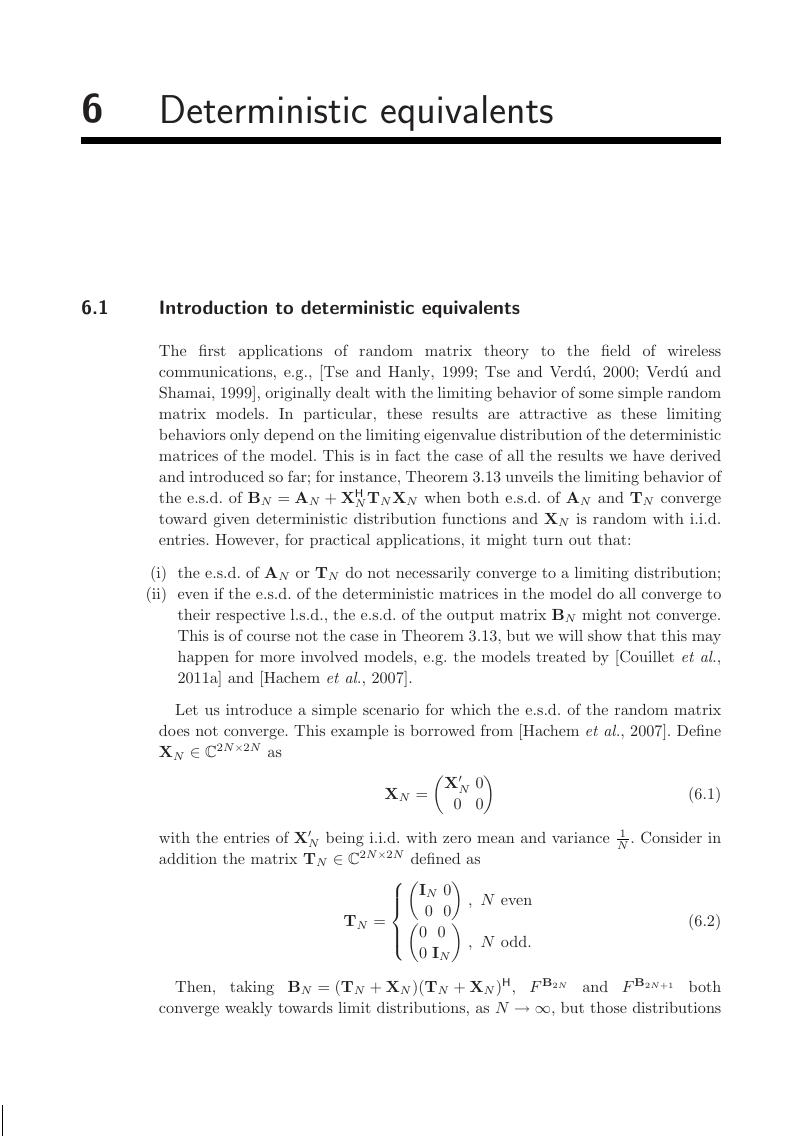 Deterministic Equivalents Chapter 6 Random Matrix Methods For Wireless Communications