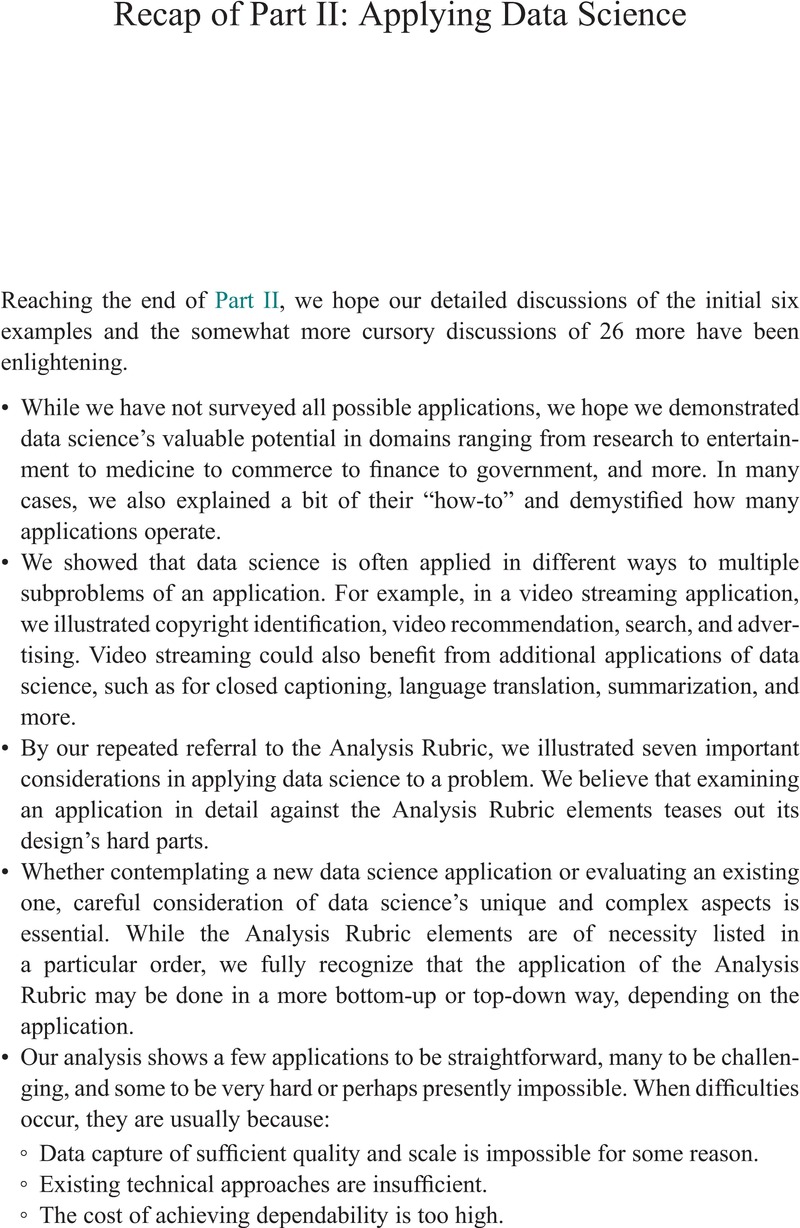 Recap Of Part Ii Applying Data Science Data Science In Context
